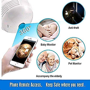 Full HD 1080P Home WiFi Camera, 2.4GHz, 360° Panoramic Wireless Security IP Camera, Remote Viewing Camera, Night Vision Motion Detection