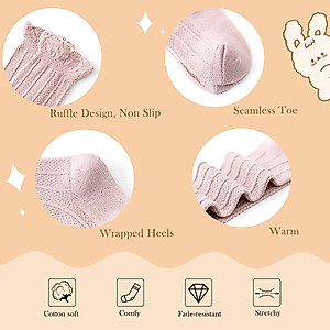 Zando Toddler Knee High Socks Girls White Ruffle Thigh High Stockings Kids Baby Knee High Tube Socks Cotton Breathable White Socks for Toddlers Girls 18-24 Months Milk White 1Pack 12-24 Months