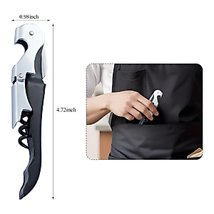 Flezoo 4PCS Wine Key Corkscrew - Stainless Steel Wine Opener with Foil Cutter, Double Hinged Cork Screw Wine Bottle opener, Professional Bar Accessories Wine Key for Servers, Bartenders