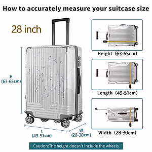 GigabitBest 28 Inch Clear PVC Suitcase Cover Protectors Suitcase Covers for Luggage Thickened suitcase protective cover for Wheeled Suitcase Suitable for 28"-29"