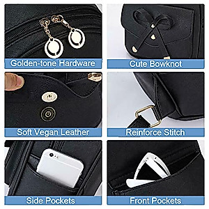 Girls Leather Mini Backpack Purse Cute Bowknot Fashion Small Backpack Purses for Teen Women, Hotpink