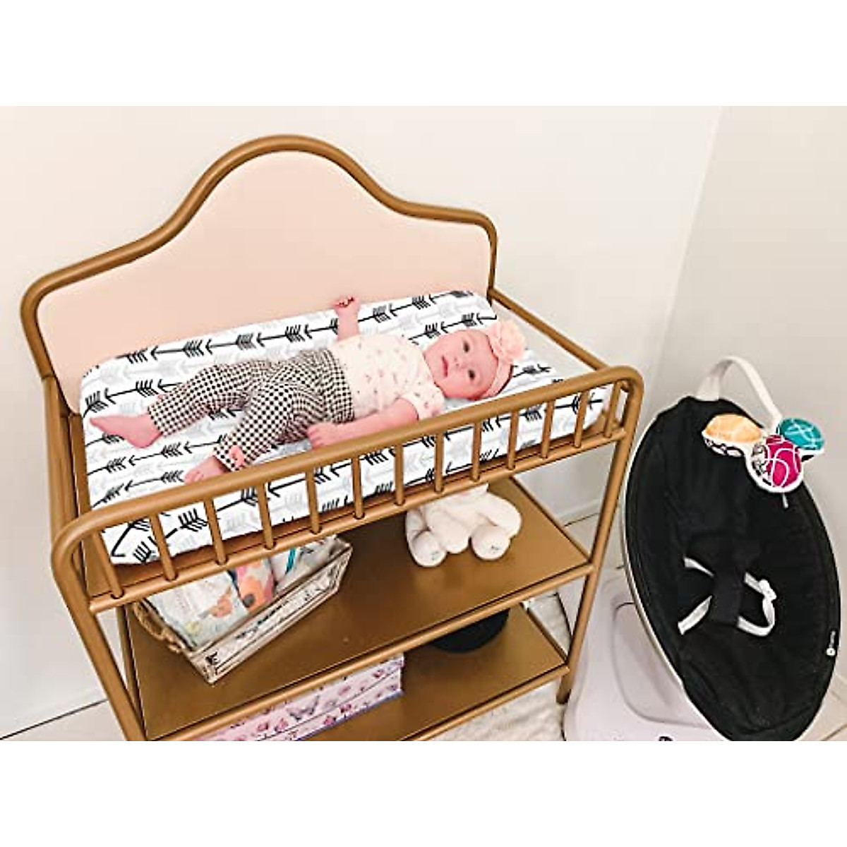 Changing Pad Cover – Baby Changing Pad Covers 4 Pack – Boy or Girl Changing Pad Cover – Pure Jersey Machine Washable Black and White Changing Table Cover – Diaper Changing Pad Cover Sheets