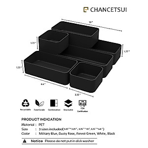 Organizer Drawers, Storage Plastic Desk Bins Stackable Organizers Tray, Bathroom Dividers Small Makeup Bin Clothes Organizing Trays for Containers Vanity Office Cabinet Desktop Compartment, Black