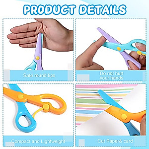 6Pcs Preschool Training Scissors,Children Safety Scissors Toddler Training Scissors Plastic Safety Kids Learning Scissors Art Craft Scissors