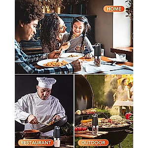 FORLIM Gravity Electric Salt and Pepper Grinder Set, Automatic Pepper Grinder Shakers Mill, Upgraded Batteries Powered Adjustable Coarseness with LED, One Hand Operation Perfect for Kitchen