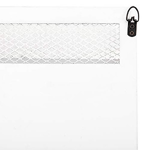 MyGift 16-inch Country Rustic White Wood & Metal Wall-Mounted Storage Wire Mesh Basket Rack w/Key Hooks