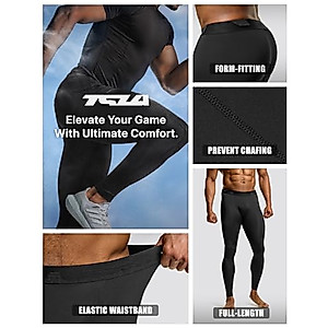 TSLA Men's Compression Pants - Cool Dry Athletic Sports Workout Running Tights Leggings Baselayer, 3pack Tights Camo Black/Camo Grey/Camo Red, Medium