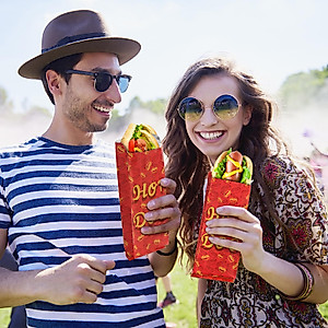 Yarlung 200 Pack Hot Dog Bags Grease-proof Food Wrapper, Warming Aluminum Foil Wrap Paper Sleeves Retain Heat for Popcorn, Sausages, Snack Bars, Food Trucks, Carnival, 9.5x3.5x1.5 Inches