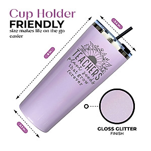 Teacher Gifts Coffee Tumbler Mug for Women - Must Have Cute Ideas for Teachers Appreciation Week, Birthday, Christmas, Best, Thank You, Valentines Day, Friend, Colleague, Sister - 22oz Glitter Painted