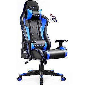 GTRACING Gaming Chair with Speakers Bluetooth Music Video Game Chair Audio Ergonomic Design Heavy Duty Office Computer Desk Chair（Blue）