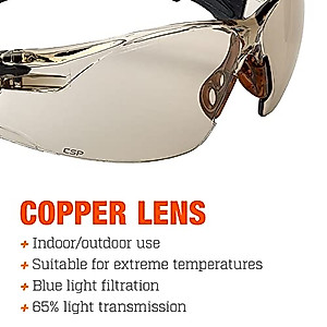 Bollé Safety Standard Issue, RUSH+ SMALL Eye Protection for Military, Tactical and First Responders with Platinum Anti-Fog Coating, Matte Black Frame/CSP lenses