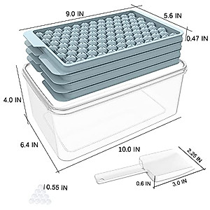 Toobimen Mini Ice Cube Trays, 4 Pack Small Ice Cube Tray with Lid and Bin, 104x4 PCS Ice Ball Maker Mold, Crushed Ice Trays Easy Release for Chilling Drinks, Coffee, Cocktail, Juice (Blue)
