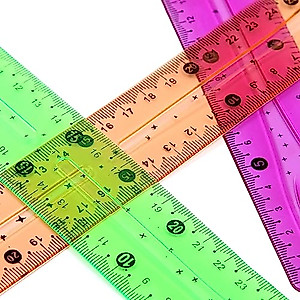 Thereisno 2 Pieces Color Flexible Rulers Soft Bendable Plastic Rulers Duals Scale Bendable Flexible Rubber Rulers Clear Straight Ruler 2 Pieces Flexible Ruler Hanging Pendant