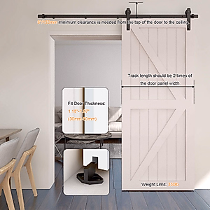 CCJH Sliding Barn Door Hardware Kit 4FT for Single Wood Door Heavy Duty Slide Smoothly and Quietly