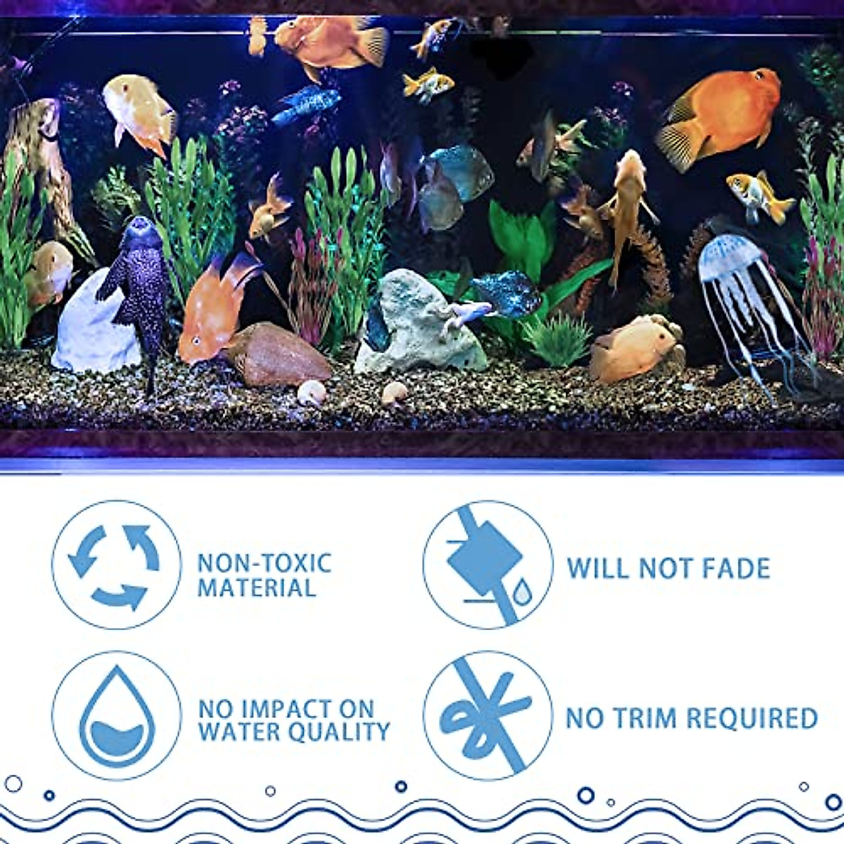 suruikei 8Pcs Fish Tank Decoration Set, Fishtank Diver Floating Decoration Aquarium Jellyfish Ornament Aquarium Artificial Plastic Plants Realistic for Various Kinds of Fish Tanks (H01)