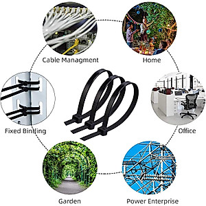 Zip Ties 16 inch Black wire ties 100 per pack Electrical Cable Ties with 60 lbs tensile Strength Suitable for Outdoor Workshop Farms