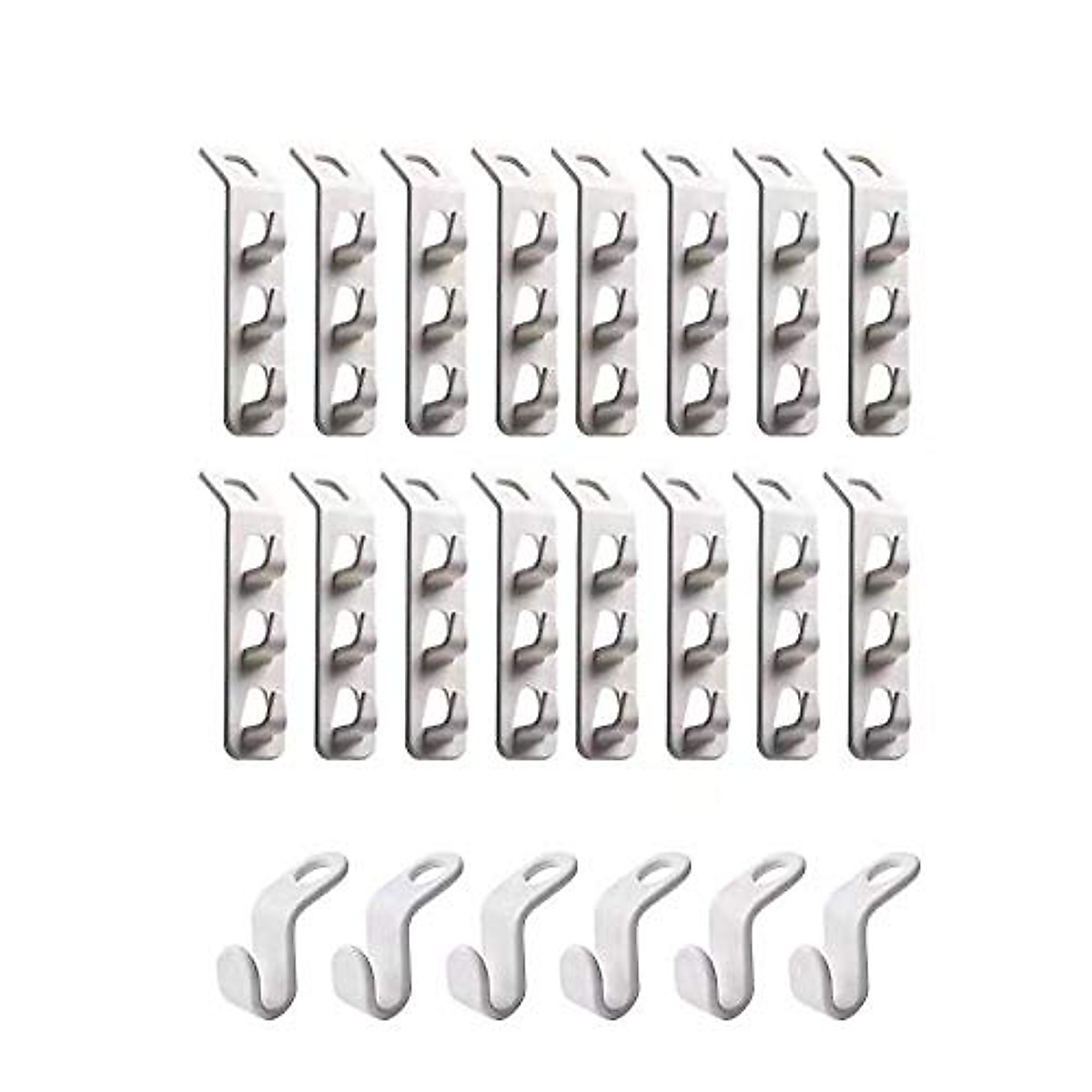 Clothes Hanger Connector Hooks， Multi-Layer Clothes Hanger Connector Hooks, Plastic Multi-Level Cascading Hanger Hooks for Huggable Hangers, Heavy Duty Space Saving for Closet Organizer（16+6pacs）