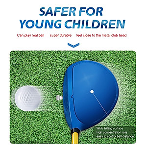 PGM Children's Golf Club Set - Can Hit Real Balls, Includes Wood, Iron, and Putter Clubs, Great for Beginner Boys and Girls, Instructional Training Set