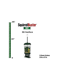 Squirrel Buster Suet Squirrel-proof Suet Bird Feeder w/2 Suet Cake Trays, 2 Crumb Ports, Mess-free Suet Loading,Green