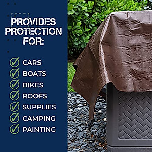 Tarps Heavy Duty Waterproof - Tarp Cover Brown/Silver, Thick Material, Tear Proof, UV Resistant, Heavy Duty Edges, Boat Tent, RV or Pool Cover 10x12