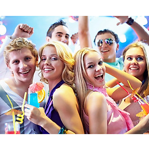 QUMENEY 100PCS Umbrella Drinking Straws, Plastic Party Drink Straws, Tropical Hawaiian Flexible Bendy Cocktail Straws Beach Luau Bar Birthday Decorations Supplies for Drinkware