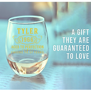 Personalized Printed 17oz Stemless Wine Glass - Customized Gifts for Women, Unique Custom Name Happy 40th Birthday Gifts for Mom Sister Adult Daughter, Turning Years Old for Her, Bday Party, Bernard