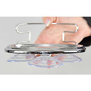 Home-X Small Fogless Suction-Cup Mirror, Shower Mirror, Shaving Mirror with Razor Holder for Shower, 6 ½" L x 6" W x 2 ½" H, Chrome