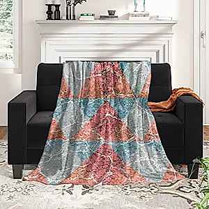 Christmas Blanket 40x60 Inches Warm Cozy Blanket Soft Flannel Blanket Throws Compatible with Marble Geometric Triangle Red for Living Room Sofa Beding Couch Travel Camping All Seasons