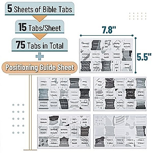 Mr. Pen- Bible Tabs, 75 Tabs, Gray Theme, Laminated Bible Tabs for Women and Men, Bible Tabs for Study Bible, Bible Index Tabs, Bible Book Tabs, Bible Labels Tabs, Mr Pen Bible Tabs