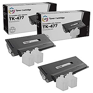 LD Compatible Toner Cartridge Replacement for Kyocera TK-477 (Black, 2-Pack)