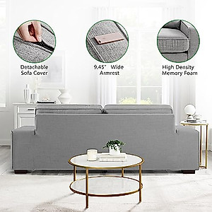ABAKAN 88.58" Modern Couches Sofas for Living Room, Luxury Chenille Loveseat Couch with Metal Solid Wood Frame,High Density Cotton, Removable Back Cushion and Seat Cushion(Light Grey)