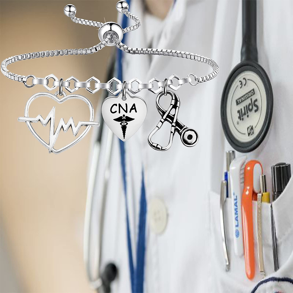 Lywjyb Birdgot CNA Bracelet CNA Certified Nursing Assistant Gift Graduation Gift for CNA Nurse (cna br card)