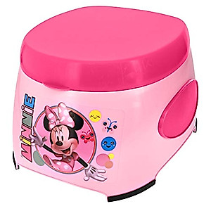 Disney's Minnie Mouse Made You Smile 3-in-1 Potty Training System for Toilet Training Kids, Multi-Stage Potty Training - Floor Potty, Detachable Potty Ring, Step Stool|Toilet Seat for Kids&Toddlers