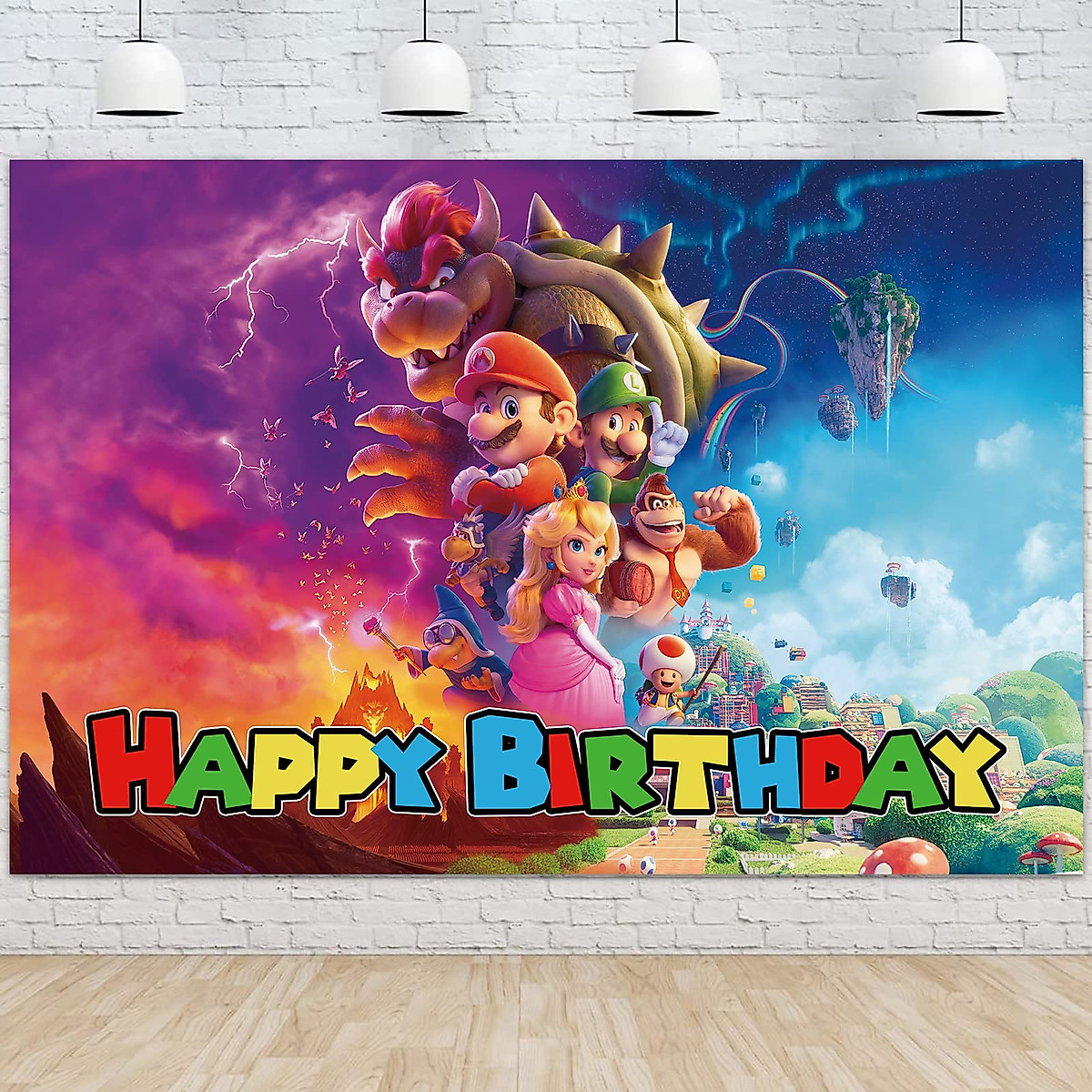 Mario 2023 Party Backdrop, Mario 2023 Backdrop for Birthday Party Decorations Mario 2023 Party Themed Backdrops for Party Supplies Mario Bros. 2023 Backdrop 5x3ft Mario Bros.