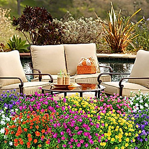 KLEMOO Artificial Flowers Fake Outdoor UV Resistant Boxwood Plants Shrubs 4 Pack, Faux Plastic Greenery for Indoor Outside Hanging Planter Home Office Wedding Farmhouse Decor (Fushia)