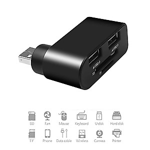 WJCCY USB Hub 2.0 SD TF Card Reader Adapter Splitter Power Interface USB Card Reader for Computer Laptop PC