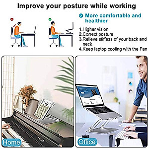 Adjustable Laptop Stand with Cooling Fan, Aluminium Alloy Multi-Angle Computer Holder for Desk, Portable Notebook Metal Mount Compatible with MacBook, Air, Pro, Dell, Alienware All Laptops 11"-17.3"