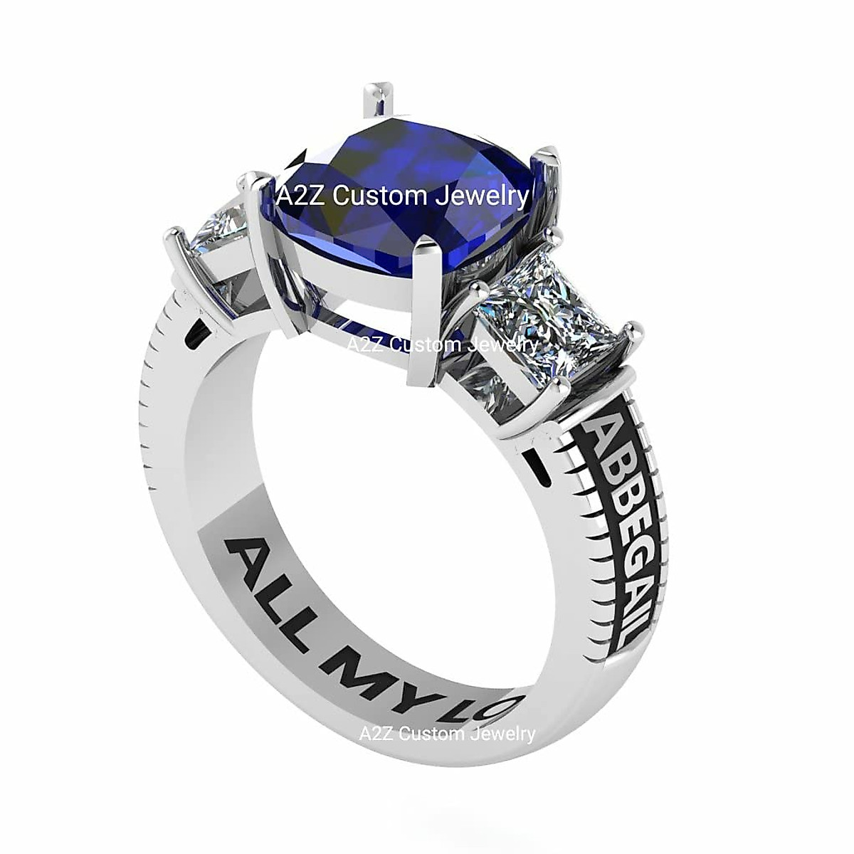 A2Z CUSTOM JEWELRY Fully Personalized Girl Class Ring For High School College University Graduation Ceremony Sterling Silver Ring