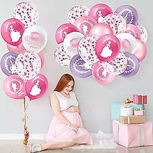 48 Pieces Princess Balloons Princess Birthday Party Balloons Pink Confetti Latex Balloons Princess Party Decorations for Baby Shower Birthday Wedding Party Favors