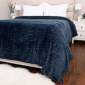 Life Comfort Cozy Textured Throw, 50"x60" 100% Recycled Fibers Eco-Friendly Super Soft Soft All Season Premium Comfort Blanket for Bed or Couch, Blue