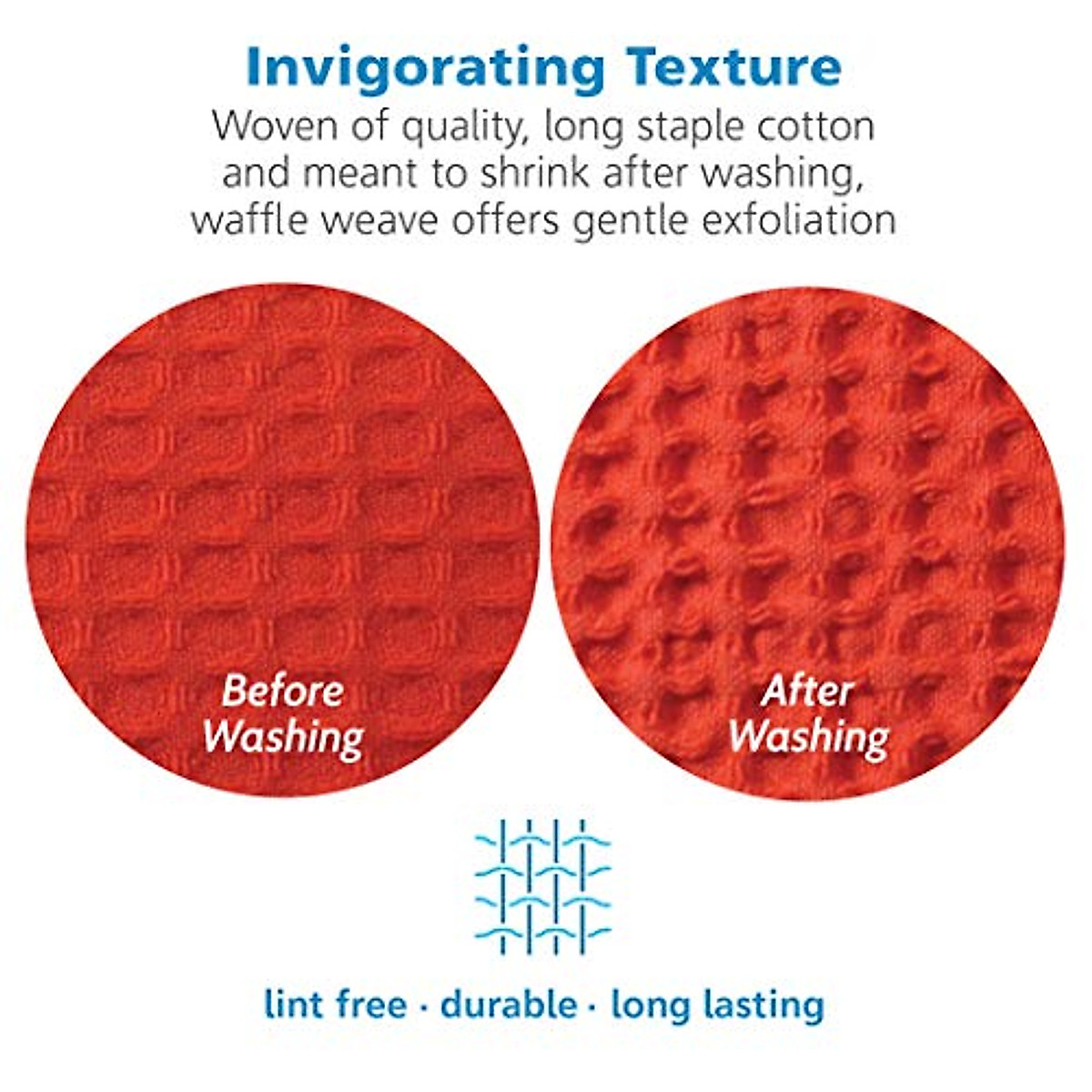 GILDEN TREE Waffle Towel Quick Dry Thin Exfoliating, 4 Pack Washcloths for Face Body, Classic Style (Coral)