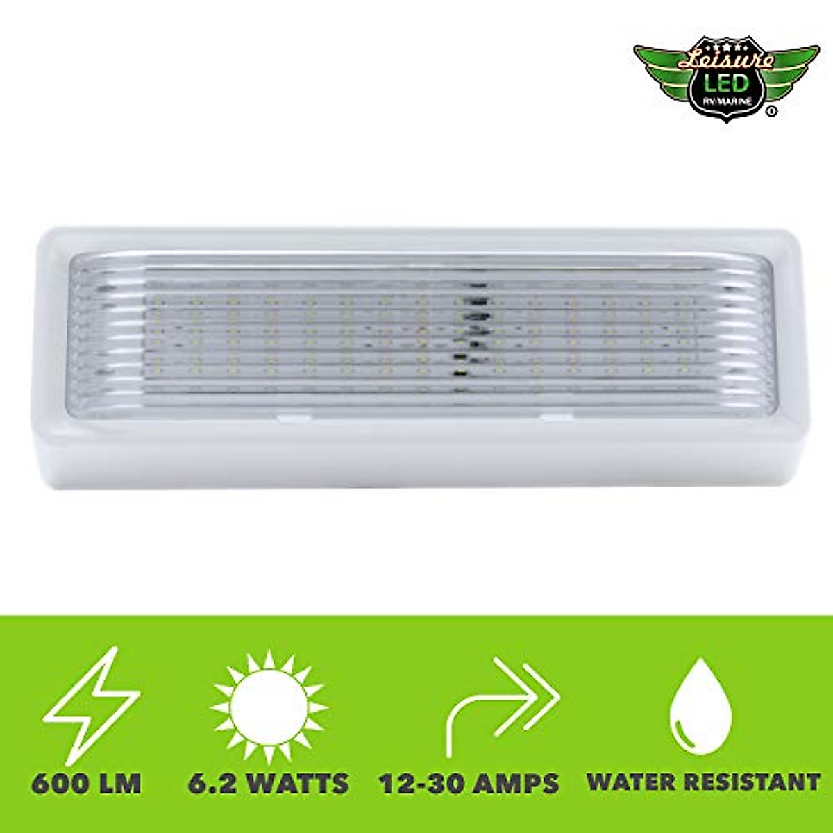 Leisure LED RV Exterior Porch Utility Light XL 12v 650 Lumen Lighting Fixture. Replacement Lighting for RVs, Trailers, Campers, 5th Wheels White Base Clear Lens (White, 1-Pack)