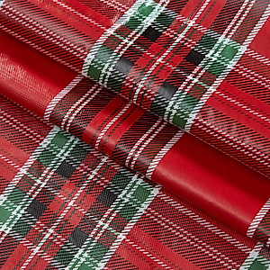 Newbridge Hamilton Red and Black Tartan Plaid Christmas Vinyl Flannel Backed Tablecloth, Traditional Xmas Holiday Plaid Vinyl Tablecloth with Flannel Backing, 60 Inch x 120 Inch Oblong/Rectangle
