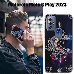 for Moto G Play 2023 Case,Moto G Play 2023 Phone Case，Tempered Glass Screen Protector 2 in 1 Hybrid Hard PC Soft TPU Case for Moto G Play 2023 (Wiccan)