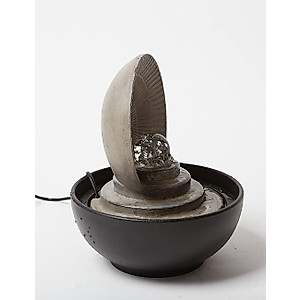 SEINHIJO Indoor Tabletop Water Fountain Zen Cascading Feng Shui Waterfall Home Decor Table Centerpiece Relaxation Gifts with LED Lights Rolling Ball 11 inch