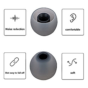 CYADCI Replacement Earbud Tips Ear Bud Replacement Pieces Silicone Soft and Comfortable Fit for Inner Hole from 3.8mm - 5.1mm Earphones 9 Pairs Medium Earbud Tips,Gray-Black