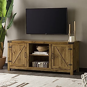 Walker Edison Georgetown Modern Farmhouse Double Barn Door TV Stand for TVs up to 65 Inches, 58 Inch, Barnwood