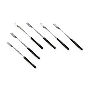 Swissmar Set of 6 Cheese Fondue Forks, Dark Wood Handles