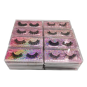 Ellazzle 10 Pairs Faux Mink Eyelashes Wholesale Lashes Pack, Lashes Natural Look 16mm-20mm False Eyelashes Pink