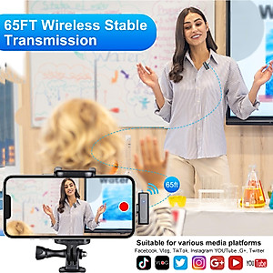 Aptkdoe Wireless Lavalier Microphone for iOS Phone/Pad, 2 Pack Lapel Clip-on Video Recording, 7H Cordless Omnidirectional Condenser Recording Mic, Plug-Play Mic Interview 2023 (M1)